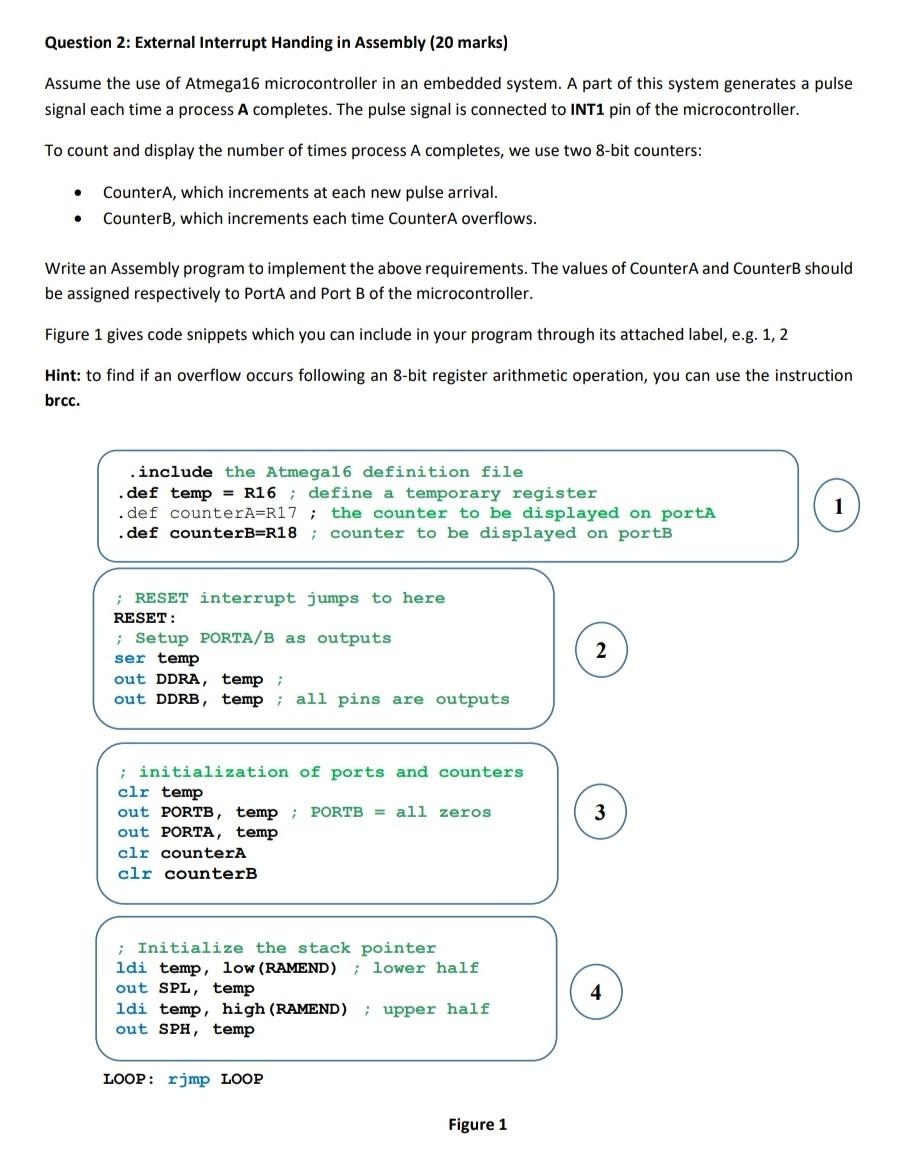 Question 2: External Interrupt Handing in Assembly | Chegg.com