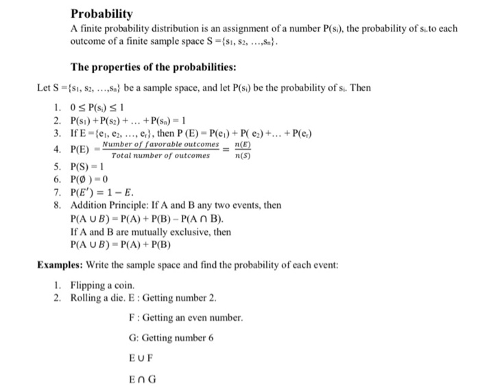Solved Probability A finite probability distribution is an | Chegg.com