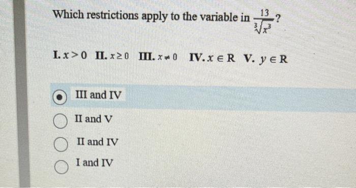 Solved which restrictions apply to the variable in 13 over | Chegg.com