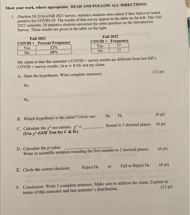Solved Show your work, where appropriate. READ AND FOLLOW | Chegg.com