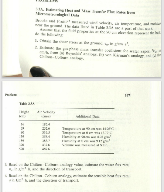 Solved 3.3A. ﻿Estimating Heat and Mass Transfer Flux Rates | Chegg.com