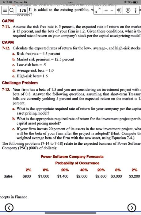 Solved im looking for help with problem 7-14 the values at | Chegg.com