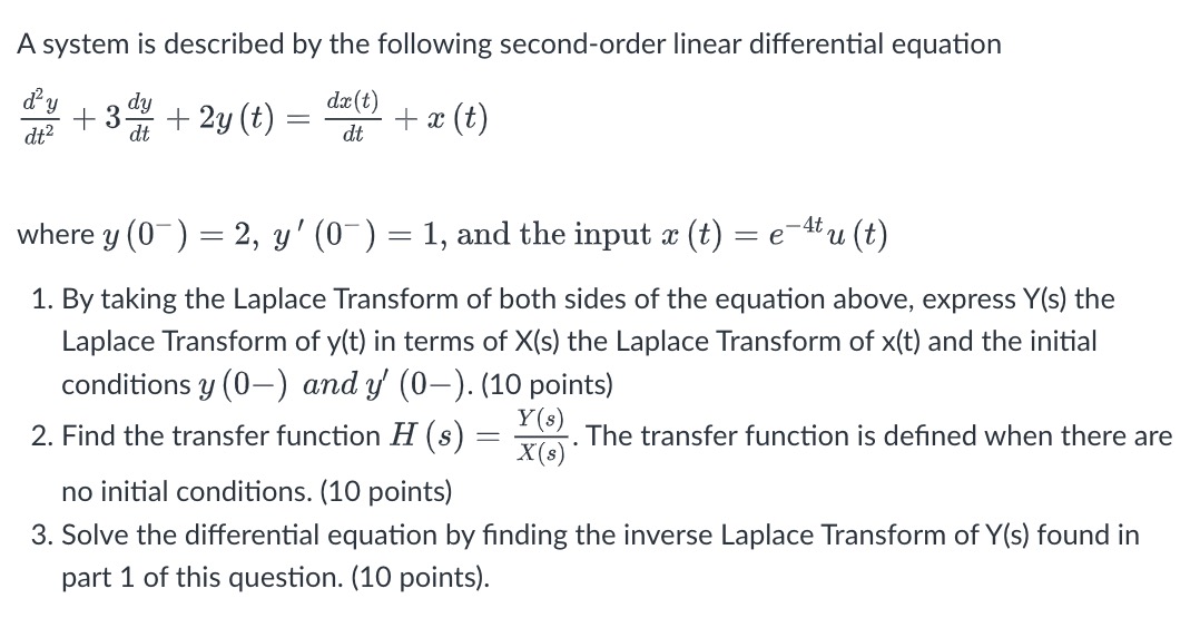 Solved A system is described by the following second-order | Chegg.com