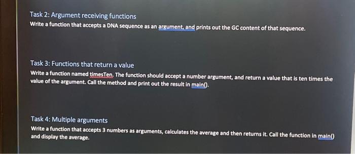 Solved Task 2 Argument Receiving Functions Write A Function 9224