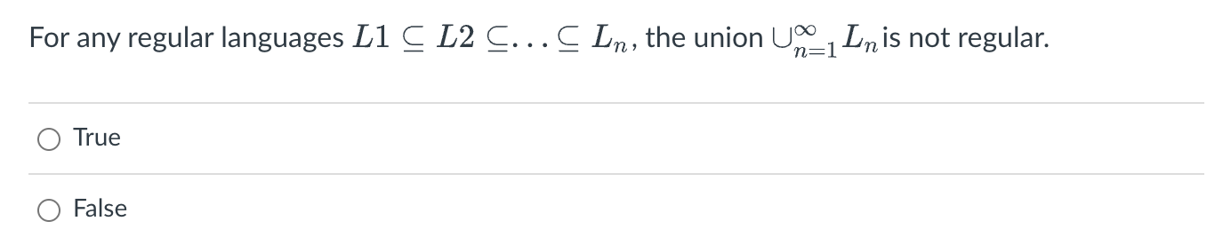 Solved For any regular languages L1subeL2subedotssubeLn, | Chegg.com