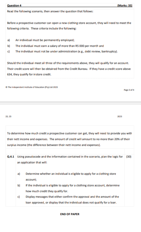 Solved Read the following scenario, then answer the question | Chegg.com