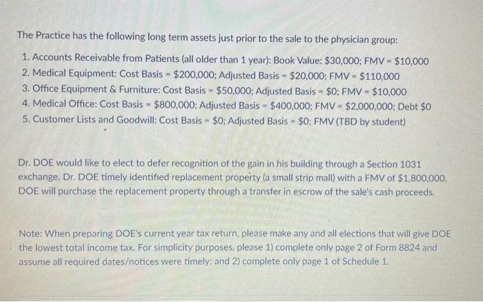 Statement of Facts Taxpayer John Doe has the | Chegg.com