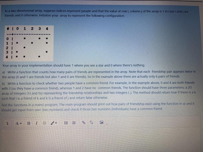 Solved In a two dimensional array, suppose indices represent | Chegg.com