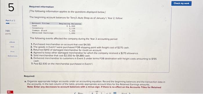 Solved 5 Part 1 of 3 7.69 points eBook Hint Print References | Chegg.com