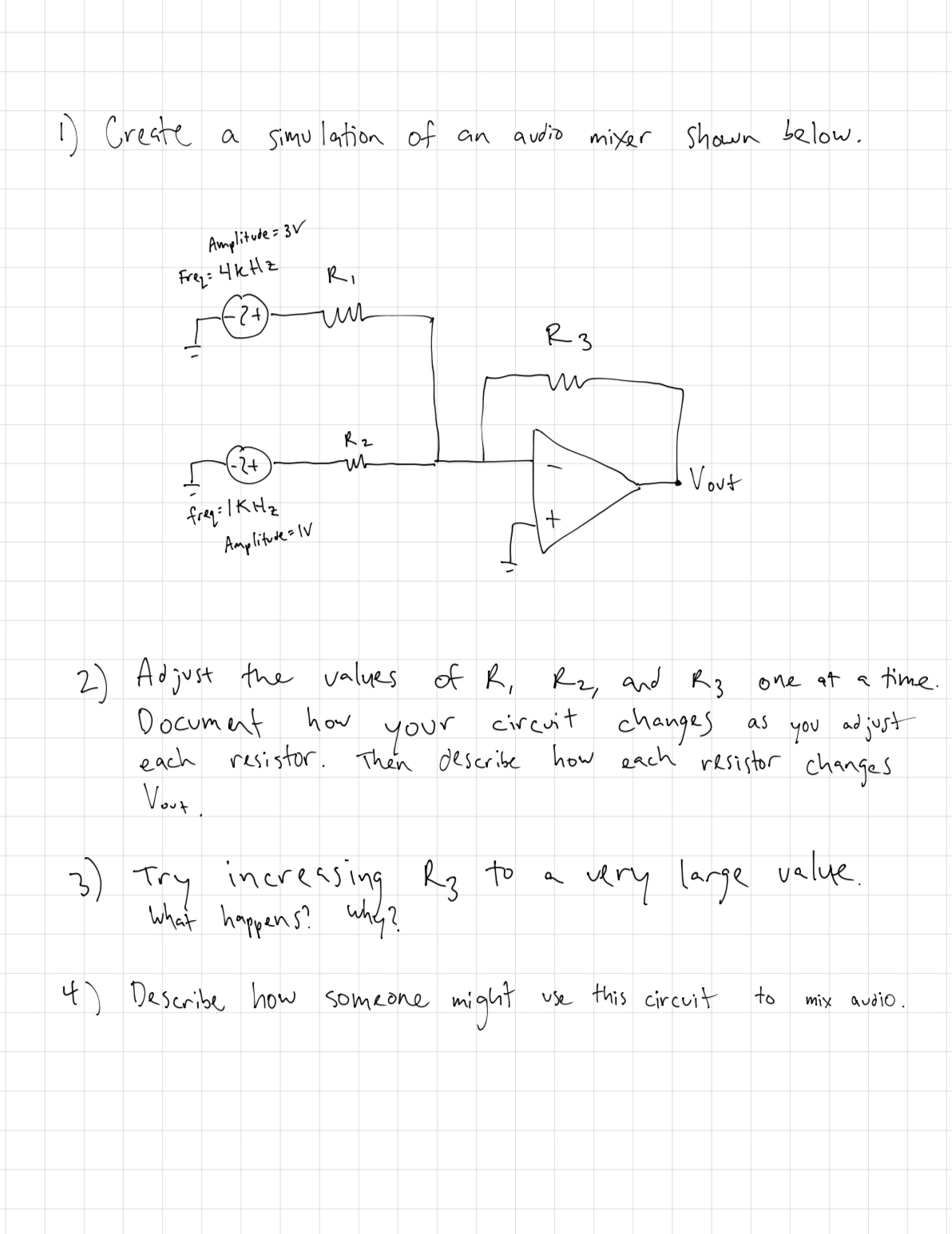 Solved Create a simulation of an audio mixer shown | Chegg.com