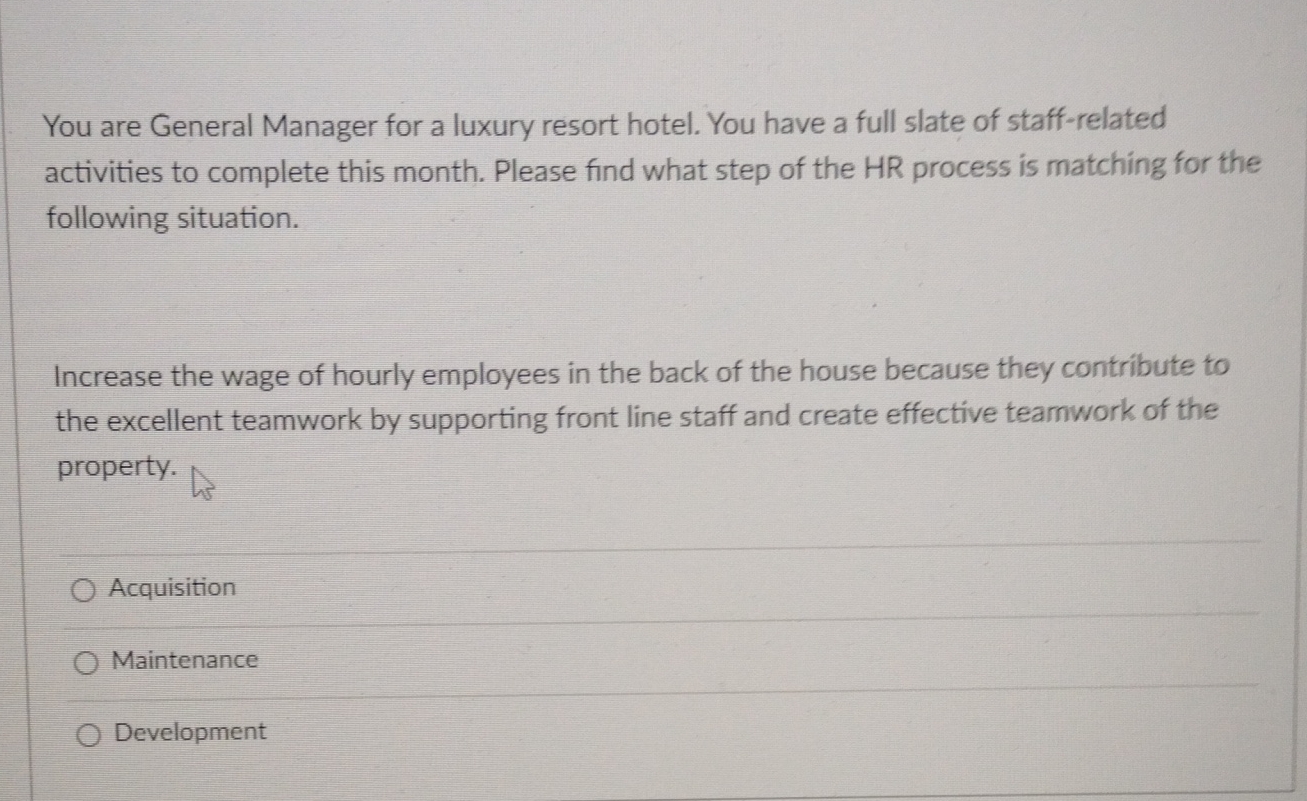 Solved You are General Manager for a luxury resort hotel. | Chegg.com