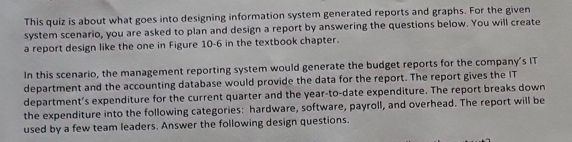 This quiz is about what goes into designing | Chegg.com