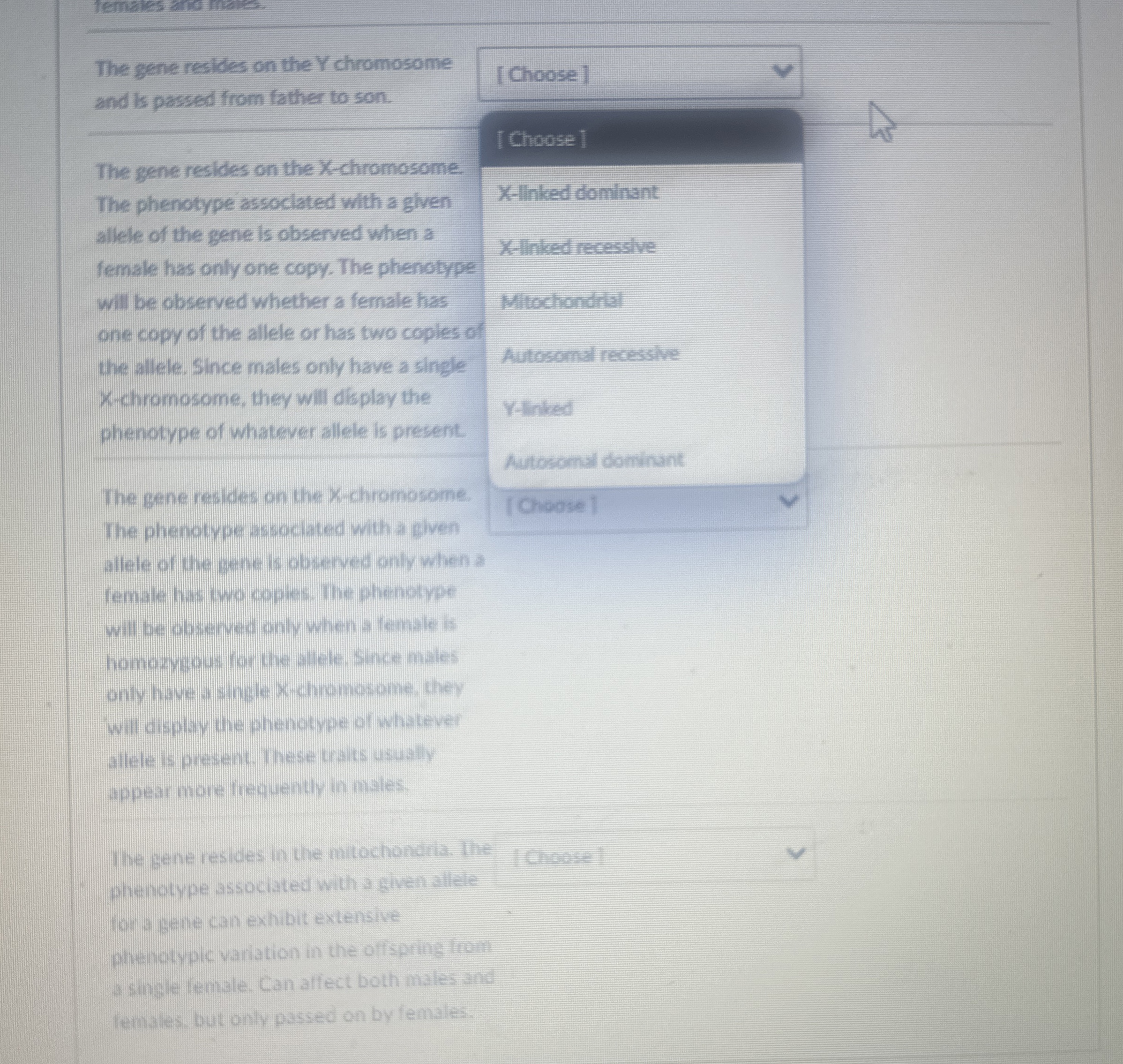 Solved Temales and mate.The gene resides on the Y | Chegg.com