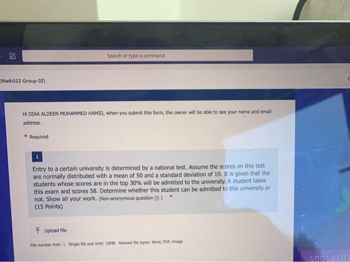 Solved Search or type a command (Math322 Group 02) Hi DIAA | Chegg.com