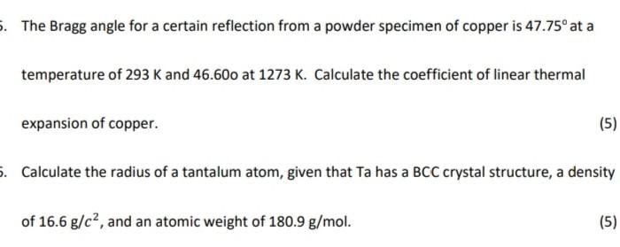 Solved The Bragg angle for a certain reflection from a | Chegg.com