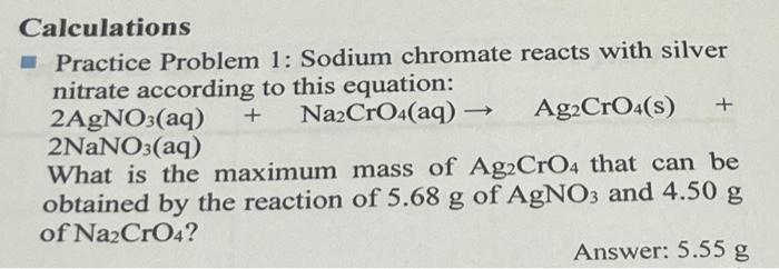 Solved Calculations Practice Problem 1: Sodium chromate | Chegg.com