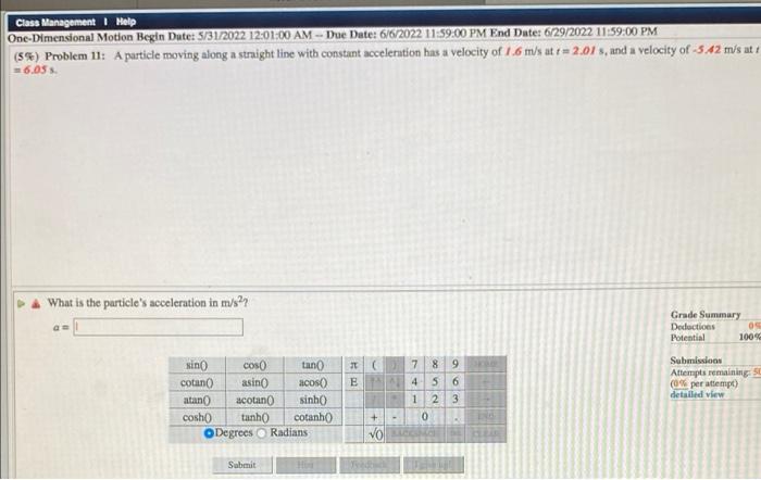 Solved Class Management I Help One-Dimensional Motion Begin | Chegg.com