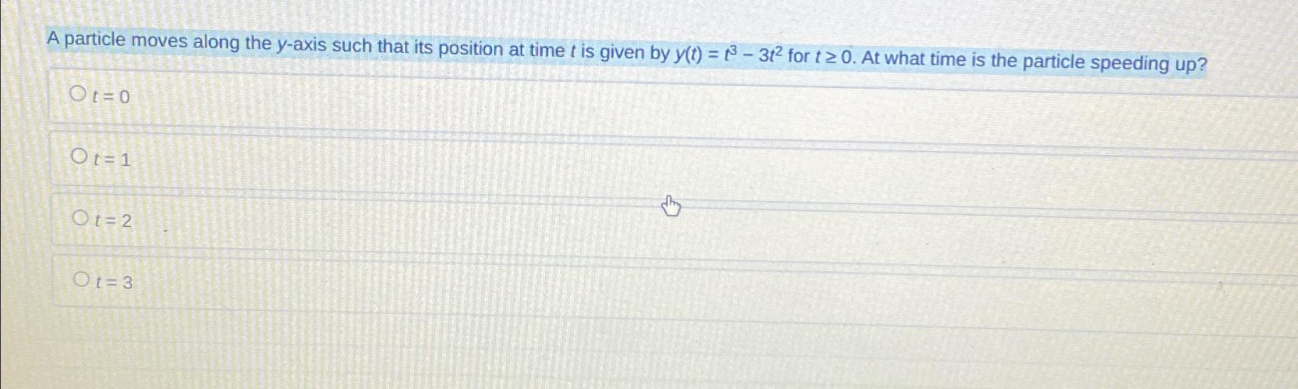 Solved A particle moves along the y-axis such that its | Chegg.com