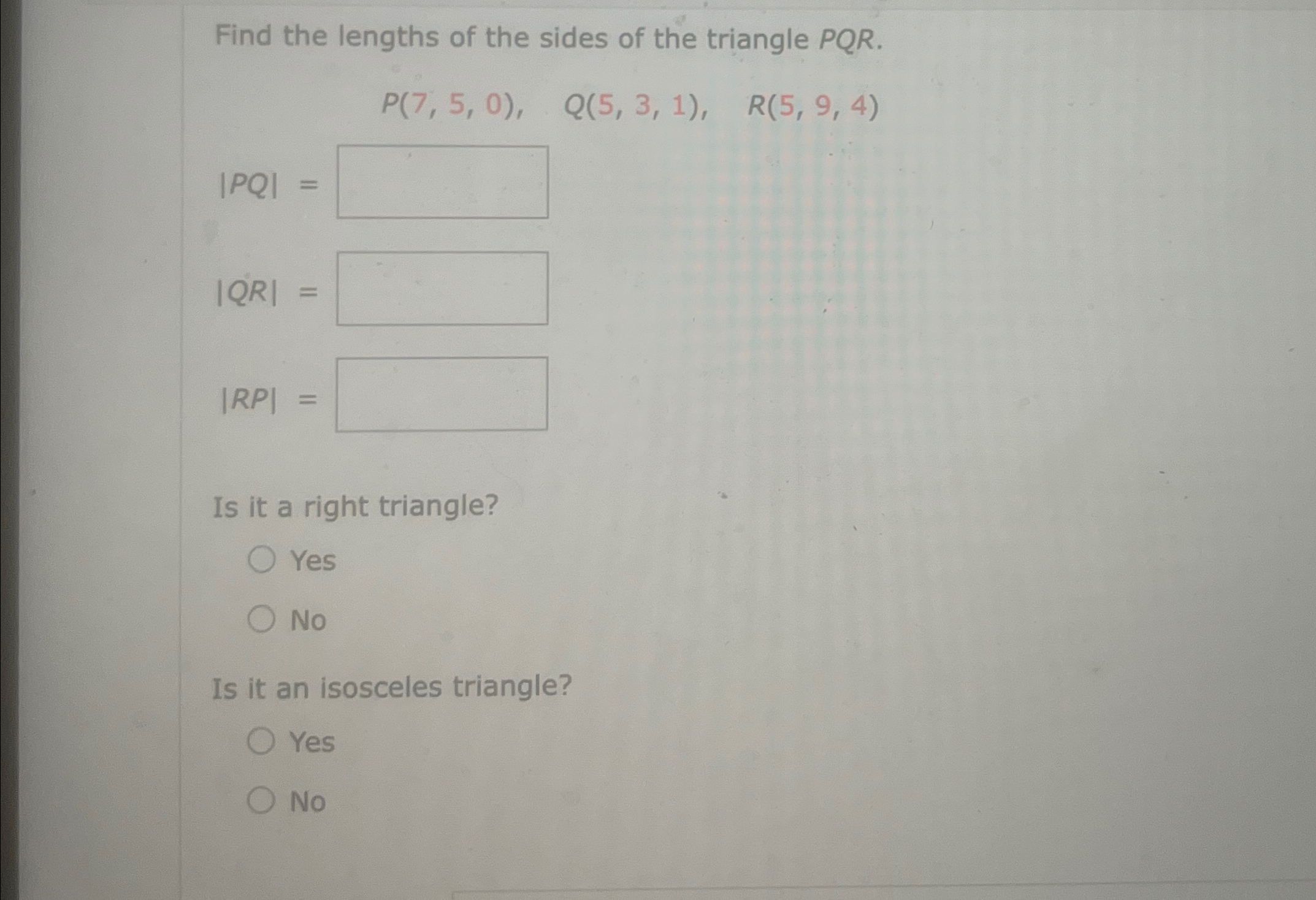 Solved Find the lengths of the sides of the triangle | Chegg.com