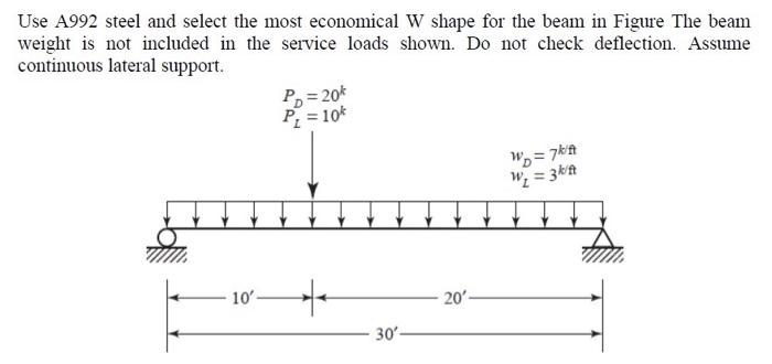 Solved Use A992 steel and select the most economical W shape | Chegg.com