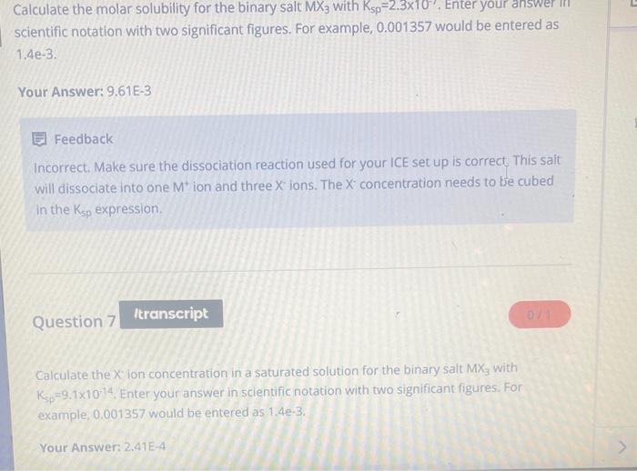 Solved Calculate the molar solubility for the binary salt | Chegg.com