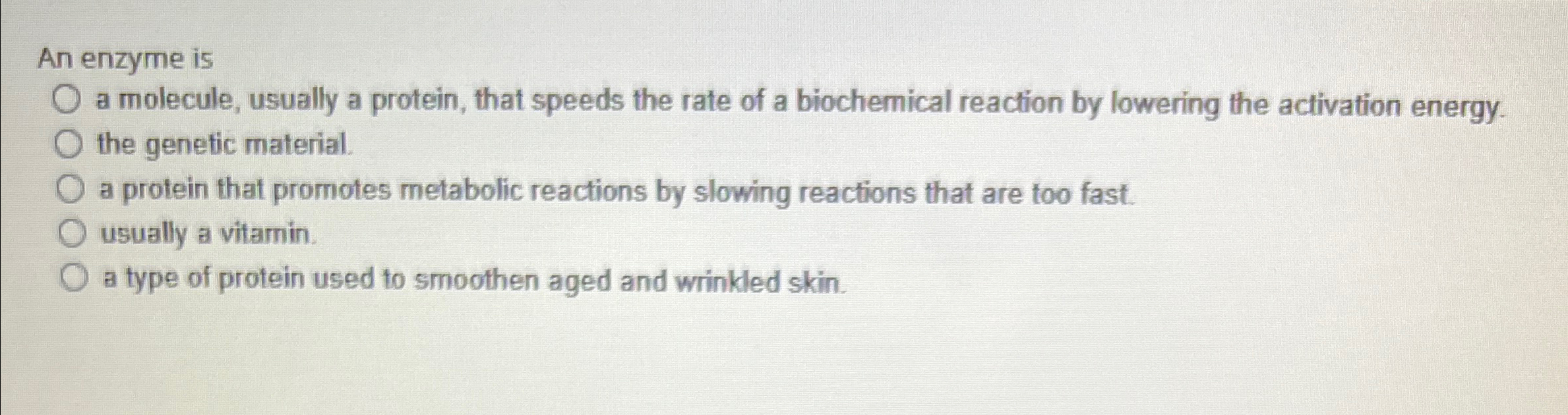 Solved An enzyme is a molecule, usually a protein, that | Chegg.com