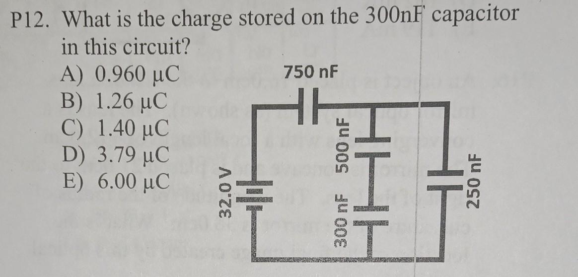 Solved what is the charge stored on the 300 nano farad | Chegg.com
