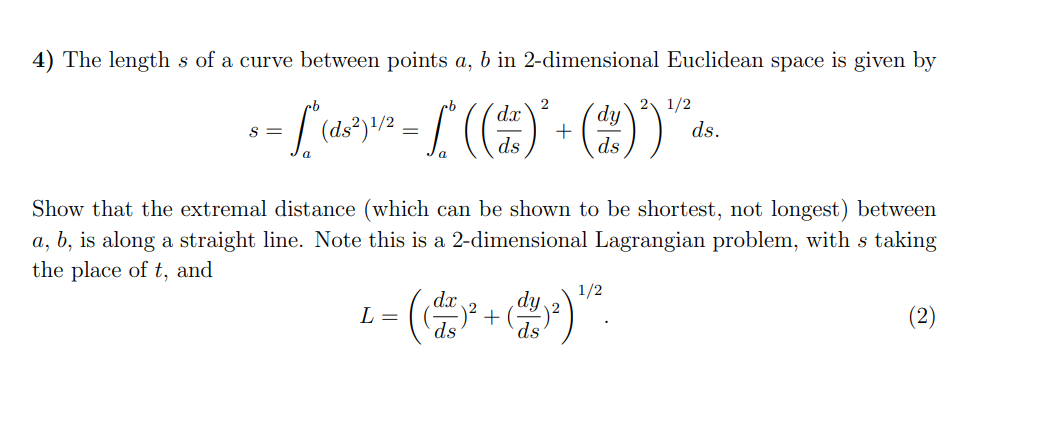 Solved The length s ﻿of a curve between points a,b ﻿in | Chegg.com