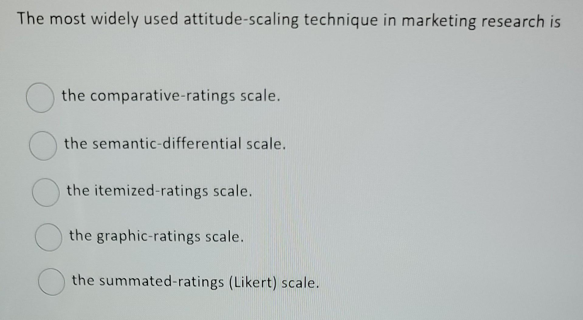 The most widely used attitude-scaling technique in | Chegg.com