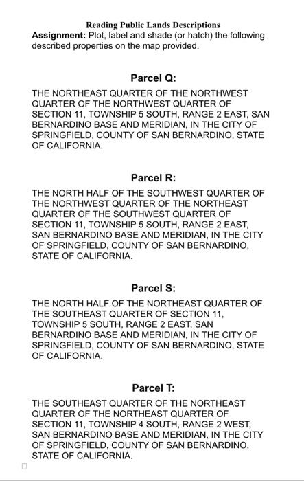 Reading Public Lands Descriptions Assignment: Plot, | Chegg.com