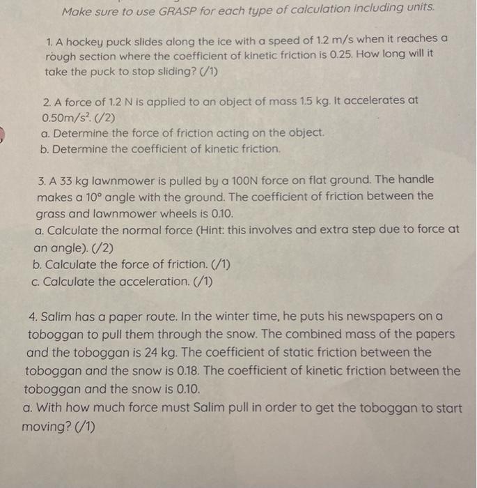 Solved Make sure to use GRASP for each type of calculation | Chegg.com