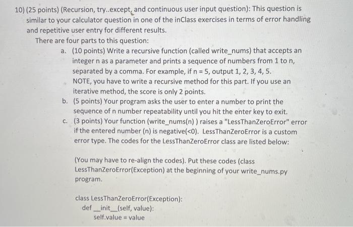 Solved 0) (25 points) (Recursion, try..except, and | Chegg.com