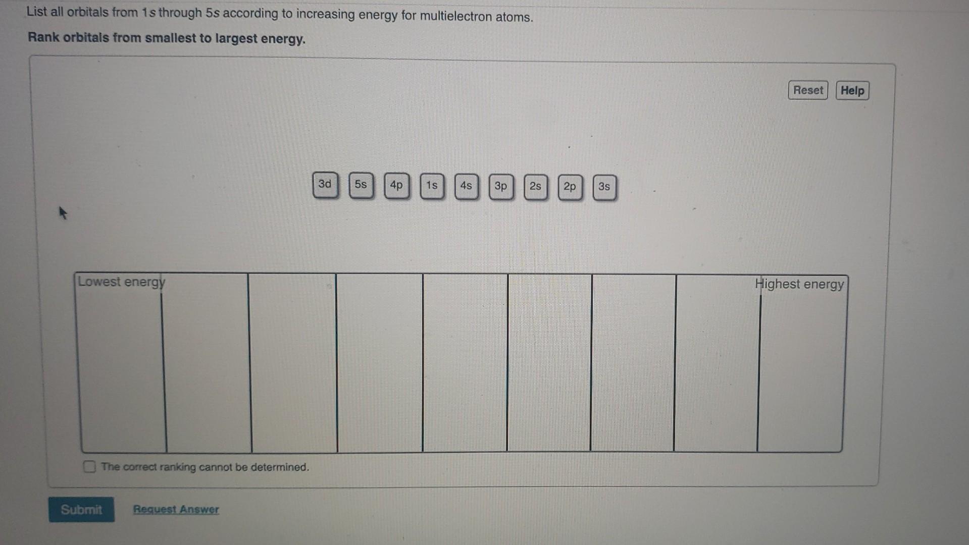 Solved List all orbitals from 1s through 5s according to | Chegg.com