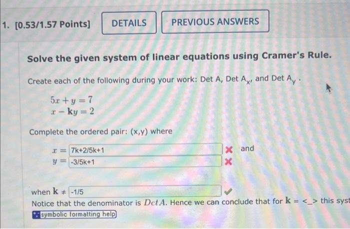 Solved Solve the given system of linear equations using | Chegg.com
