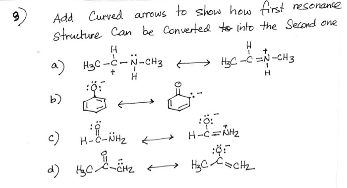 Solved Add curved arrows to show how first resonance | Chegg.com
