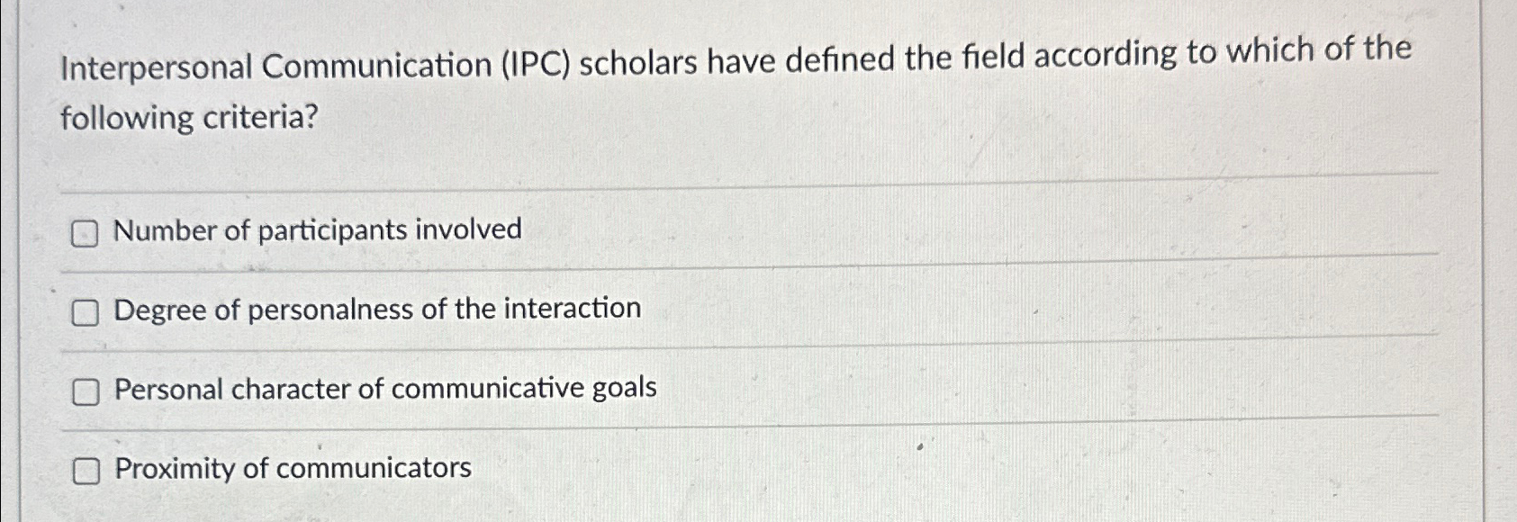 Solved Interpersonal Communication (IPC) ﻿scholars have | Chegg.com