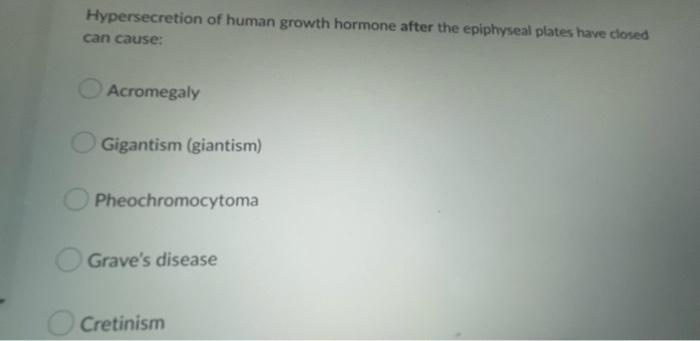 Solved Hypersecretion of human growth hormone after the | Chegg.com