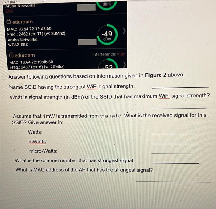 Solved Figure 2: Humber WiFi network, BSSID (MAC Address) | Chegg.com