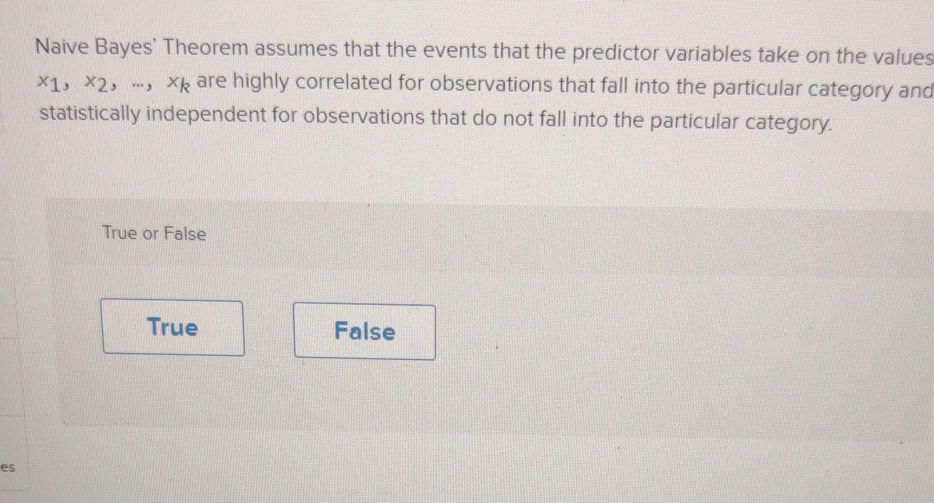 Solved Naive Bayes Theorem assumes that the events that the | Chegg.com