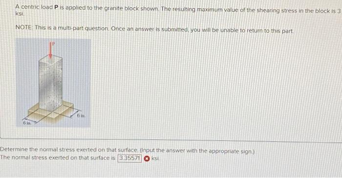 Solved ! Required information A centric load P is applied to | Chegg.com Solved ! Required information A centric load P is applied to | Chegg.com