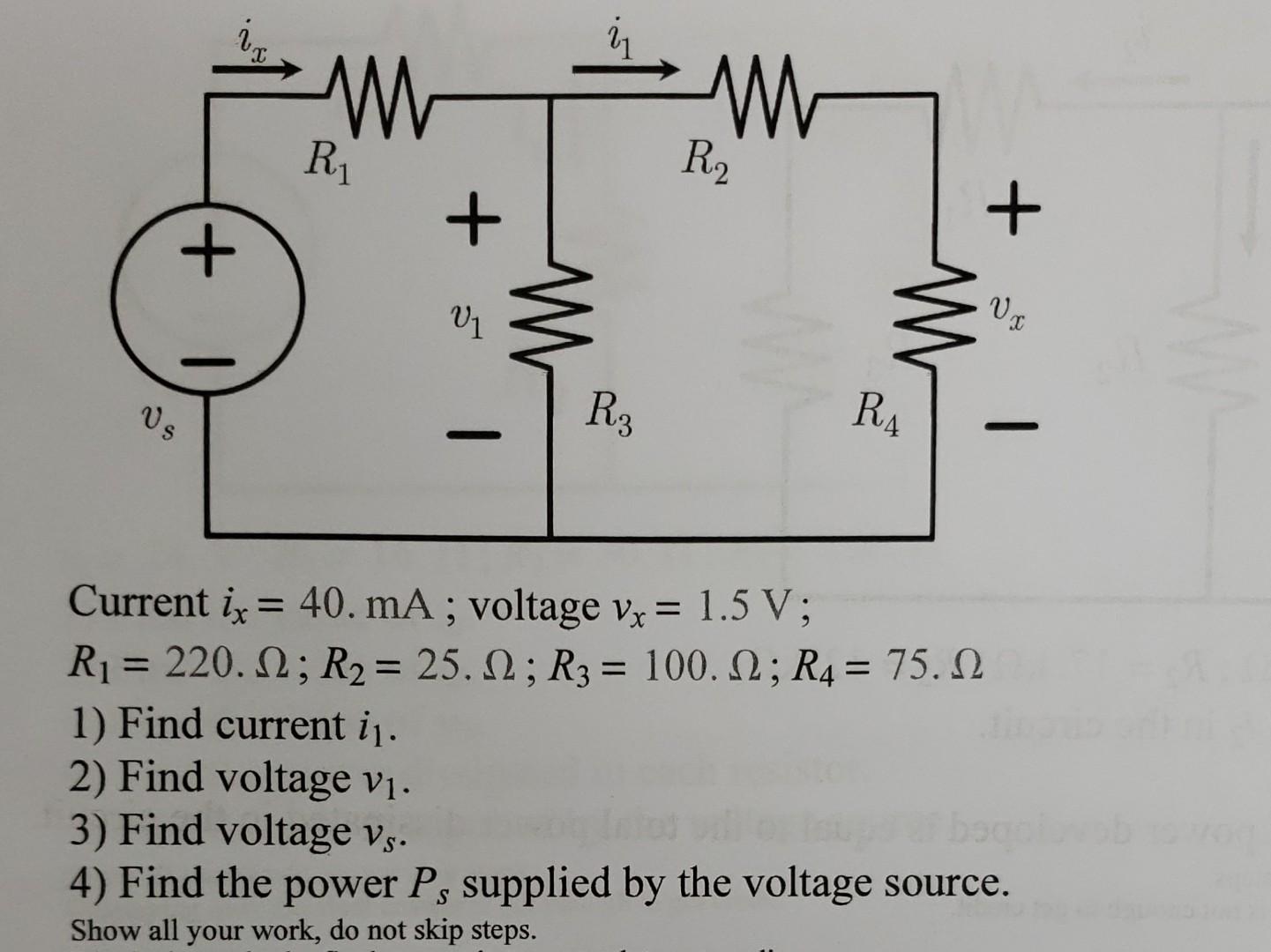 Solved Current ix=40.mA; voltage vx=1.5 V; | Chegg.com
