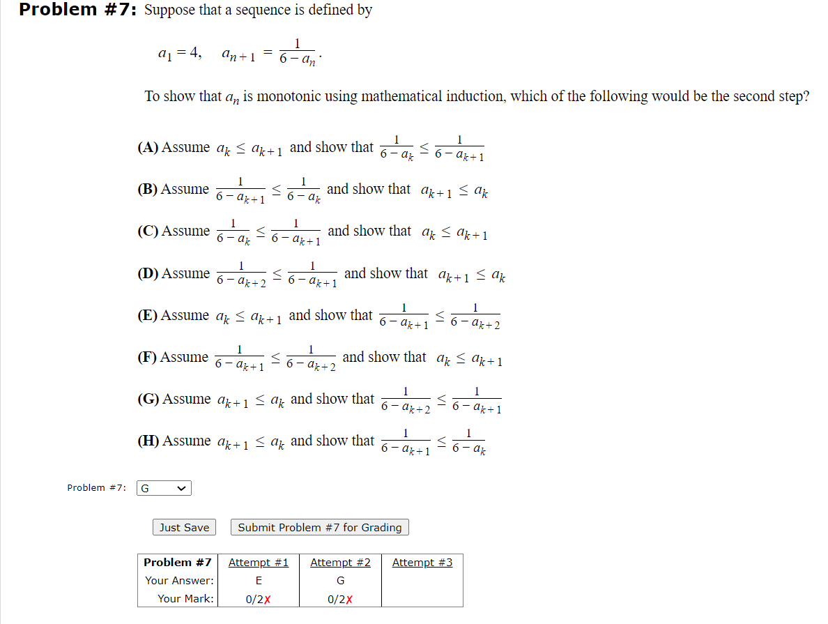 Solved Problem #7: Suppose that a sequence is defined | Chegg.com