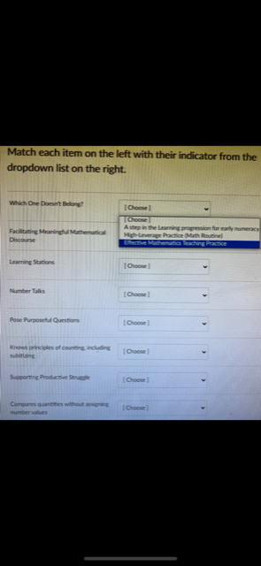 Match each item on the left with their indicator from | Chegg.com