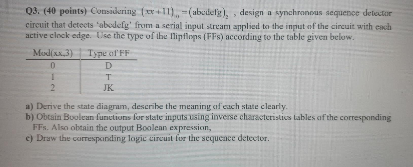 Solved Q3. (40 points) Considering (xx +11).. = (abcdefg), , | Chegg.com