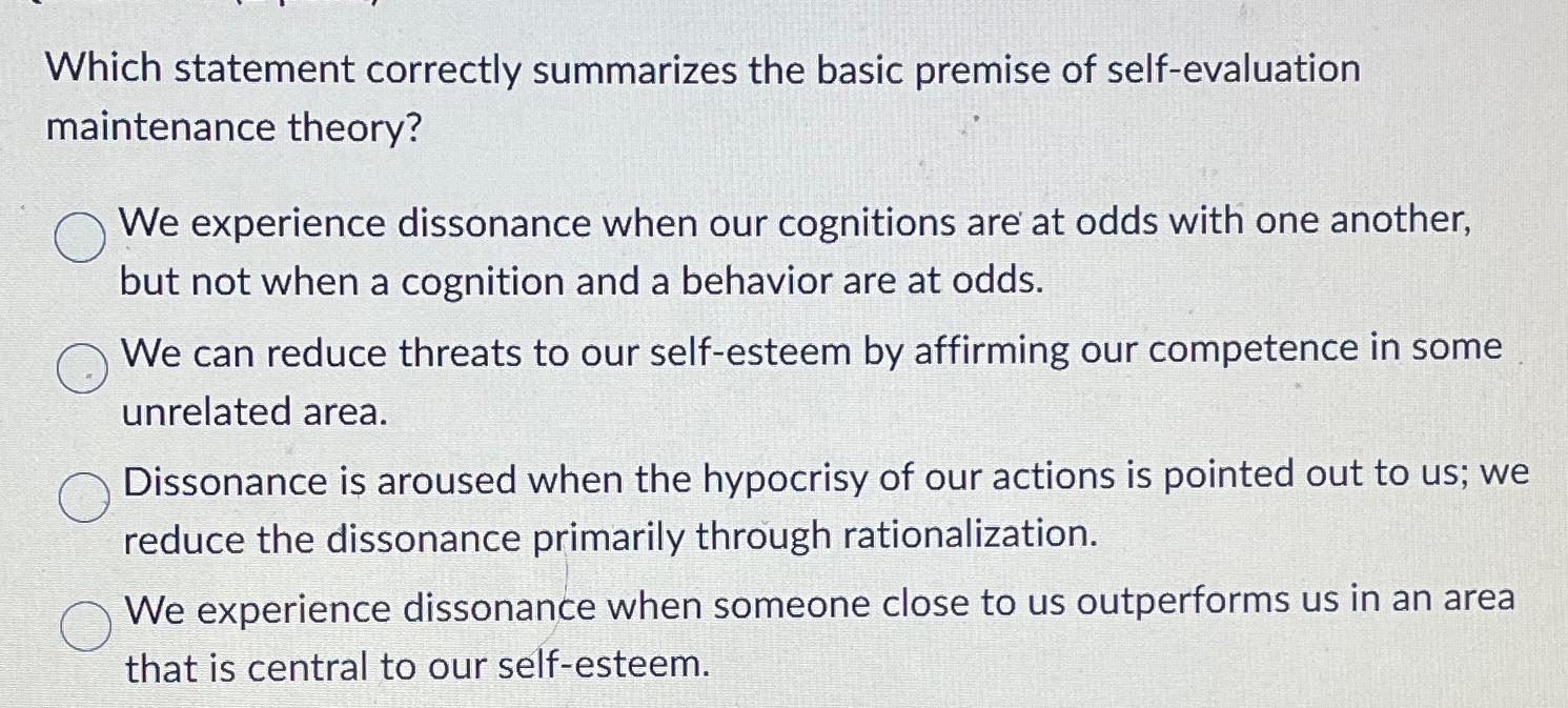 Solved Which statement correctly summarizes the basic | Chegg.com