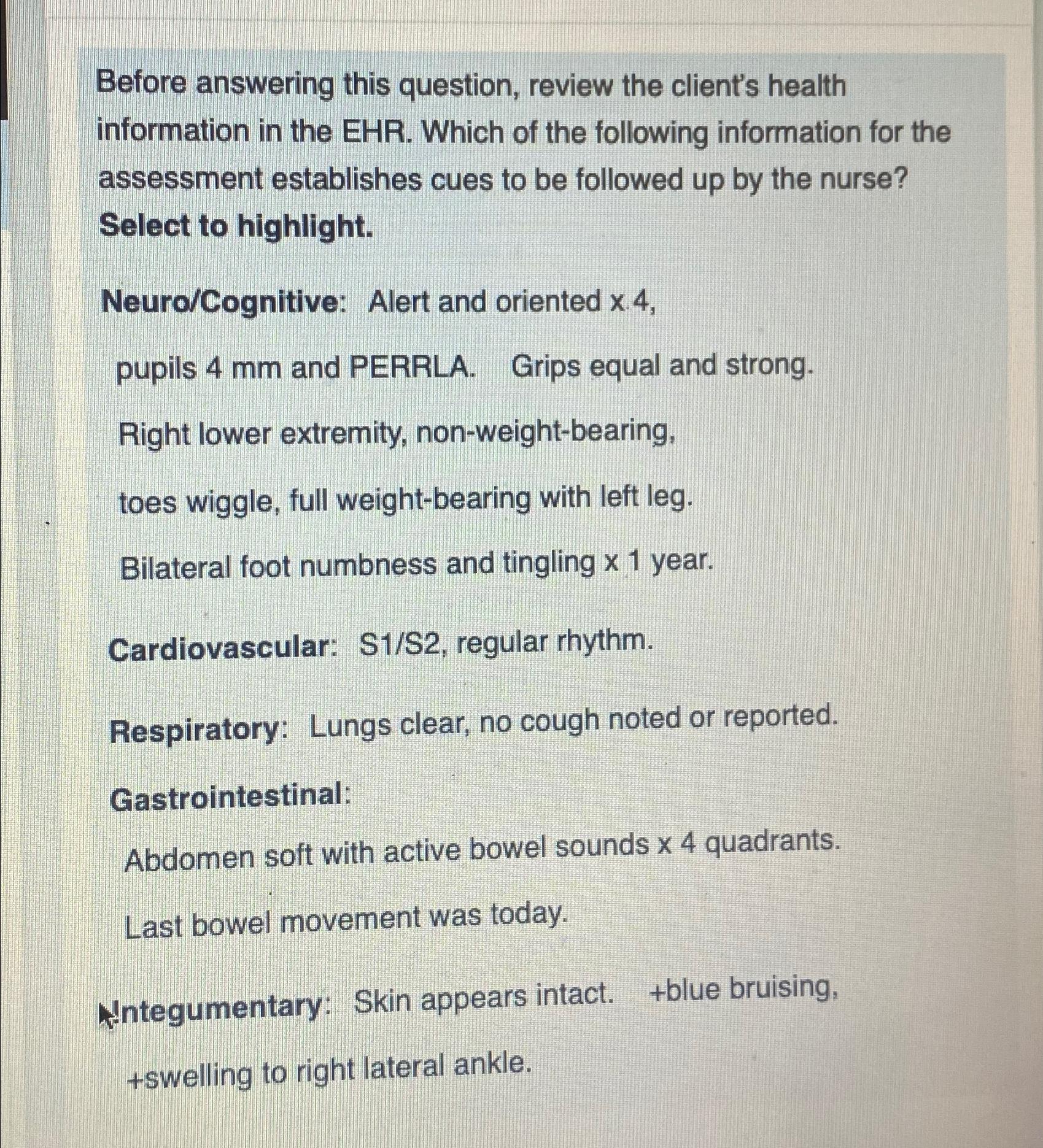 Solved Before answering this question, review the client's | Chegg.com