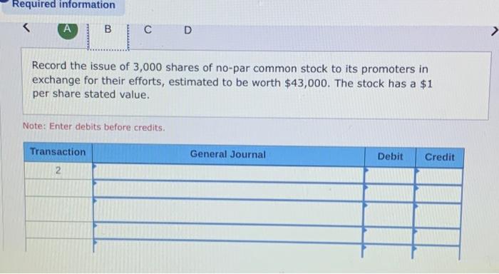 Solved \r\n\r\nRecord the issue of 3,000 shares of no-par | Chegg.com