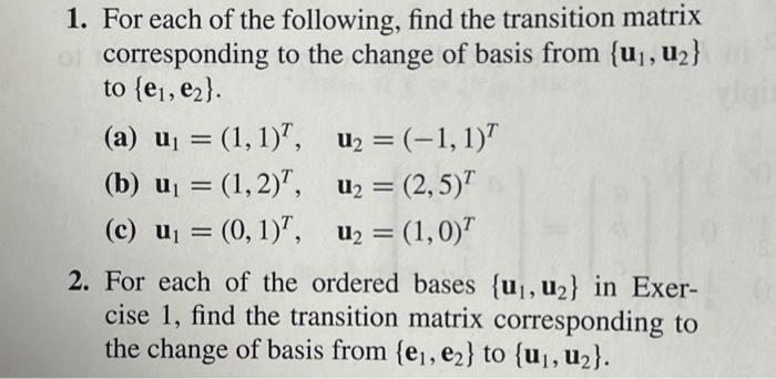 Solved 1. For each of the following, find the transition | Chegg.com