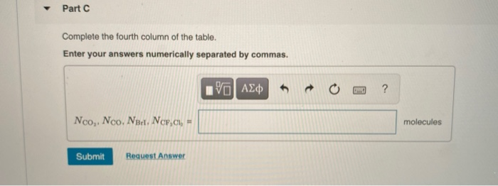 Solved Complete the table: Mass Moles Number of molecules | Chegg.com