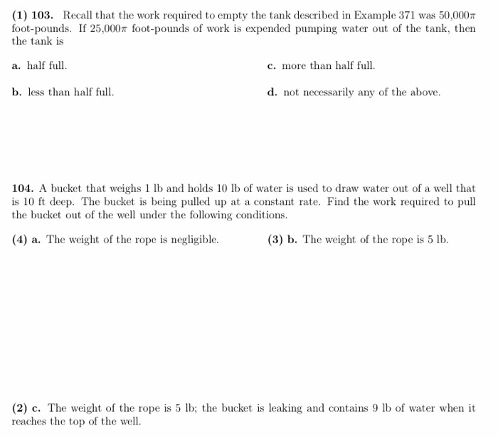 Solved (1) 103. Recall that the work required to empty the | Chegg.com